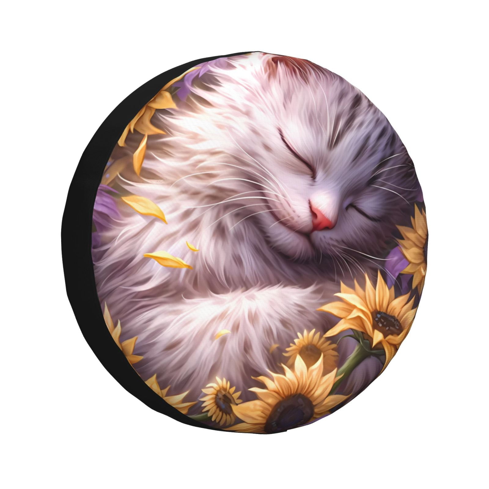 Vsdgher Warm Sunflower Sleeping Cat for Spare Tire Cover, Tire Wheel ...