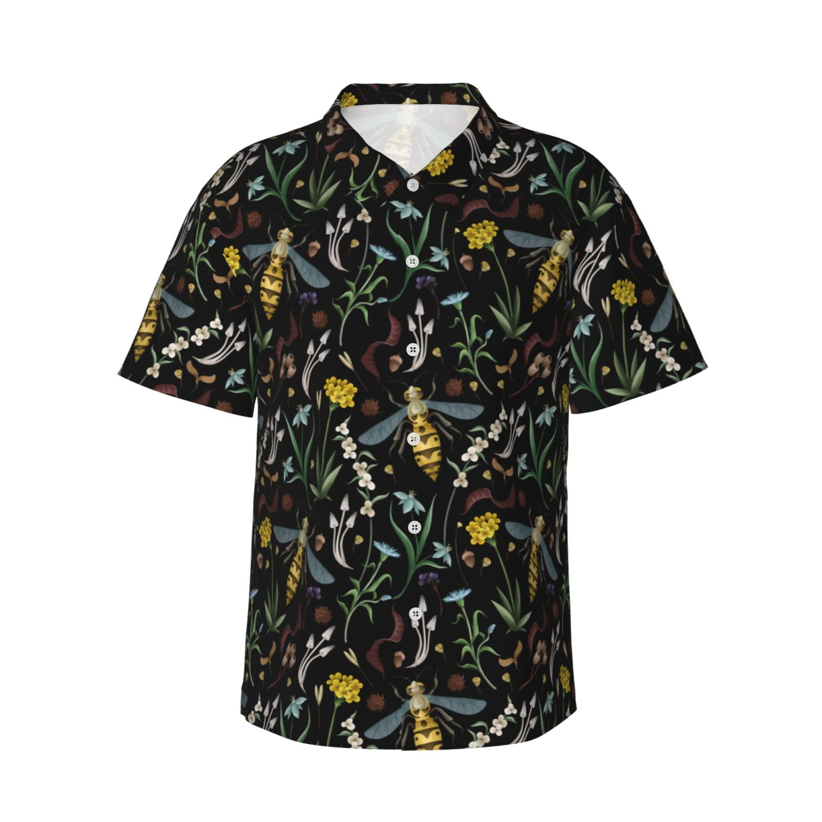 Vsdgher Wasp and Florals Print Men's Hawaiian Shirts Button Down ...
