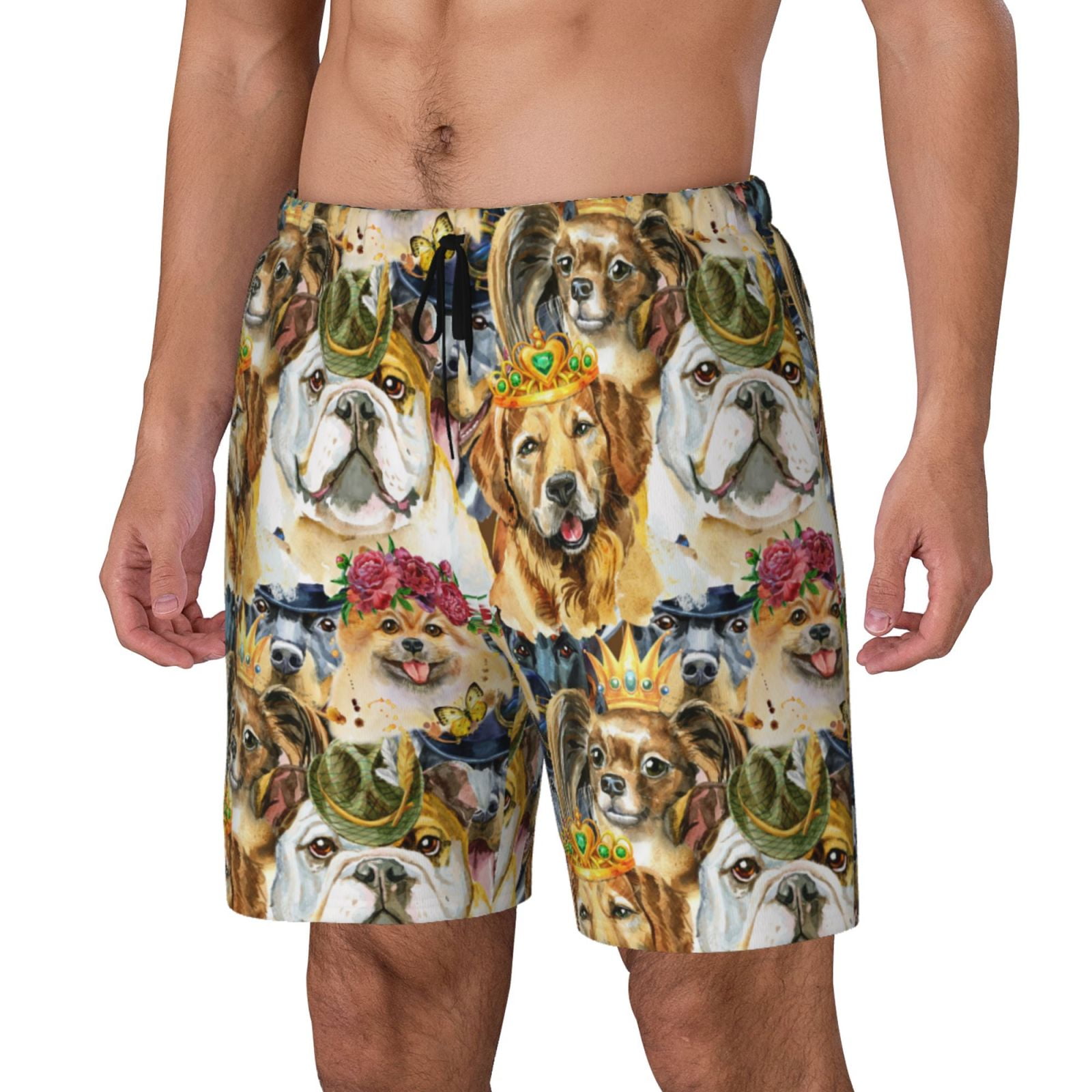 Vsdgher Watercolor Dogs for Mens Swim Trunks with Compression Liner ...