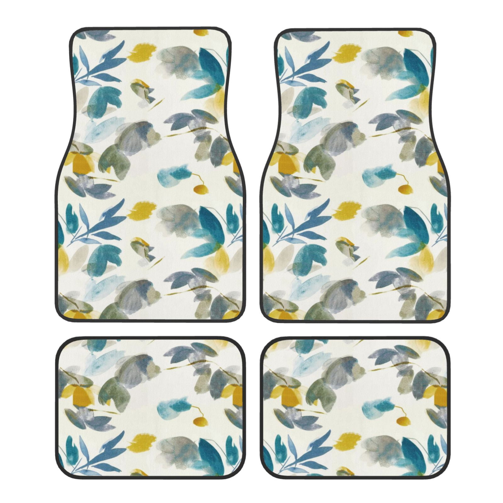 Vsdgher Watercolor Leaves Car Foot Mat Set of 4 Pieces Universal Floor ...