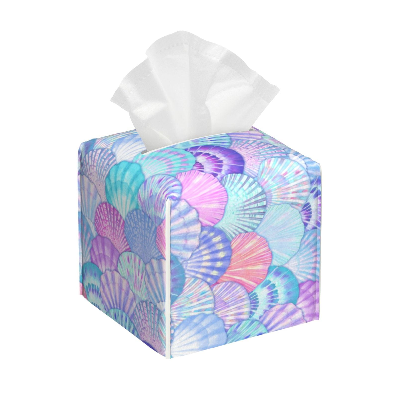 Vsdgher Watercolor Sea Shells 1 Pattern Tissue Box Cover Holder, Square ...