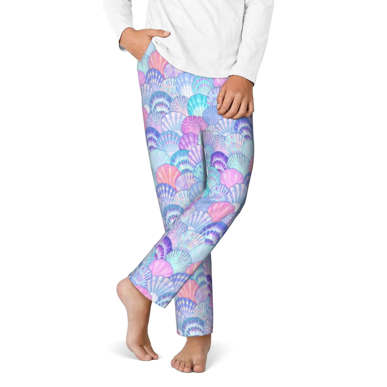 Vsdgher Watercolor Sea Shells 1 Print Kids Pajama Pants,Long Sleep ...