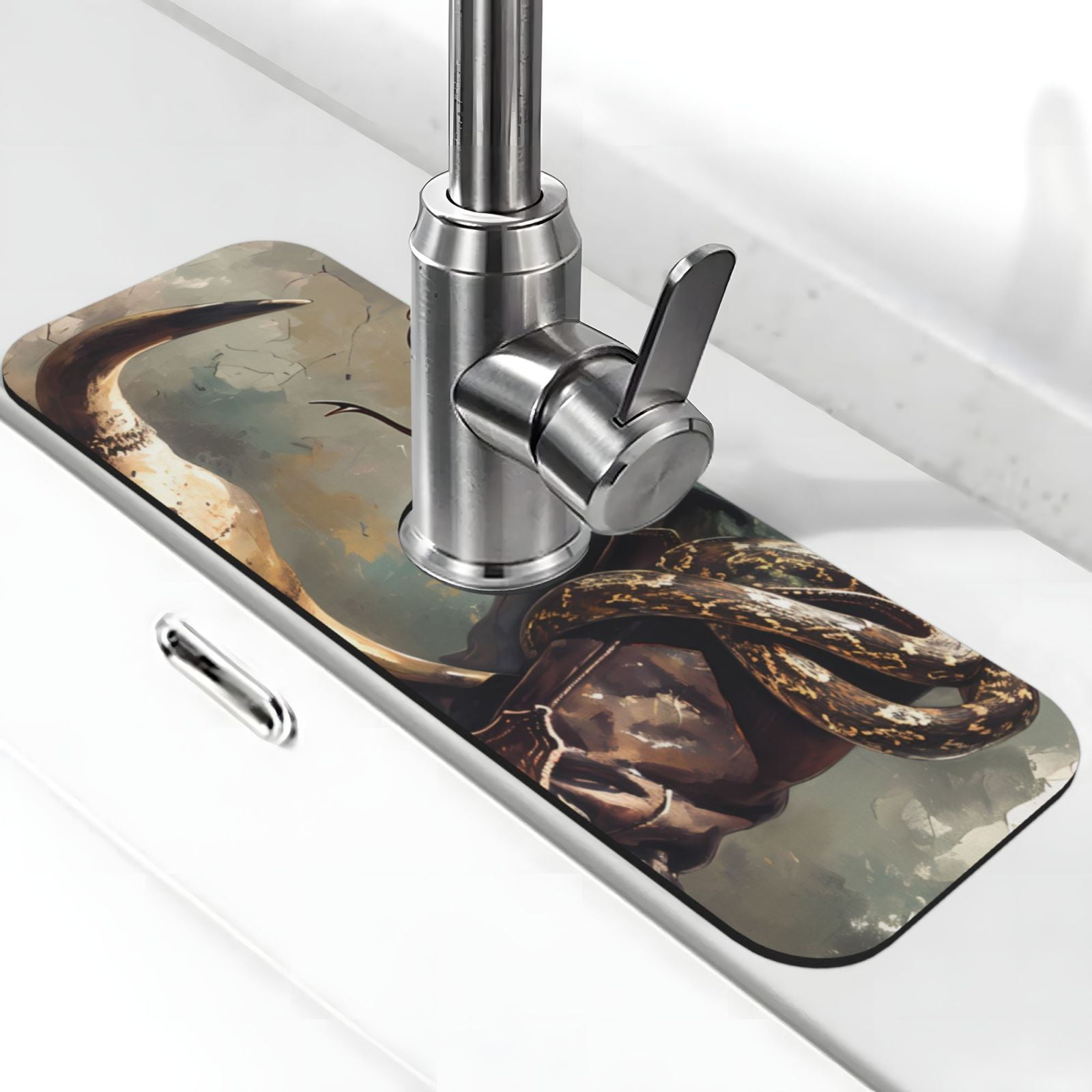 Vsdgher Western Cowboy Snake Ram Skull Kitchen Sink Splash Guard Faucet ...