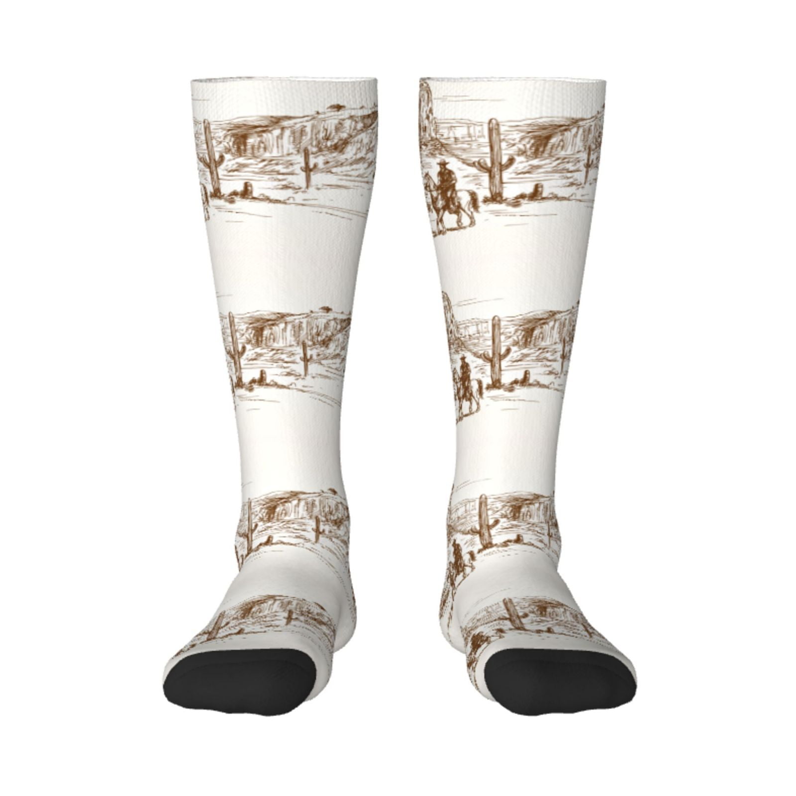 Vsdgher Western Desert Cowboys Print Thigh High Socks Extra Long ...