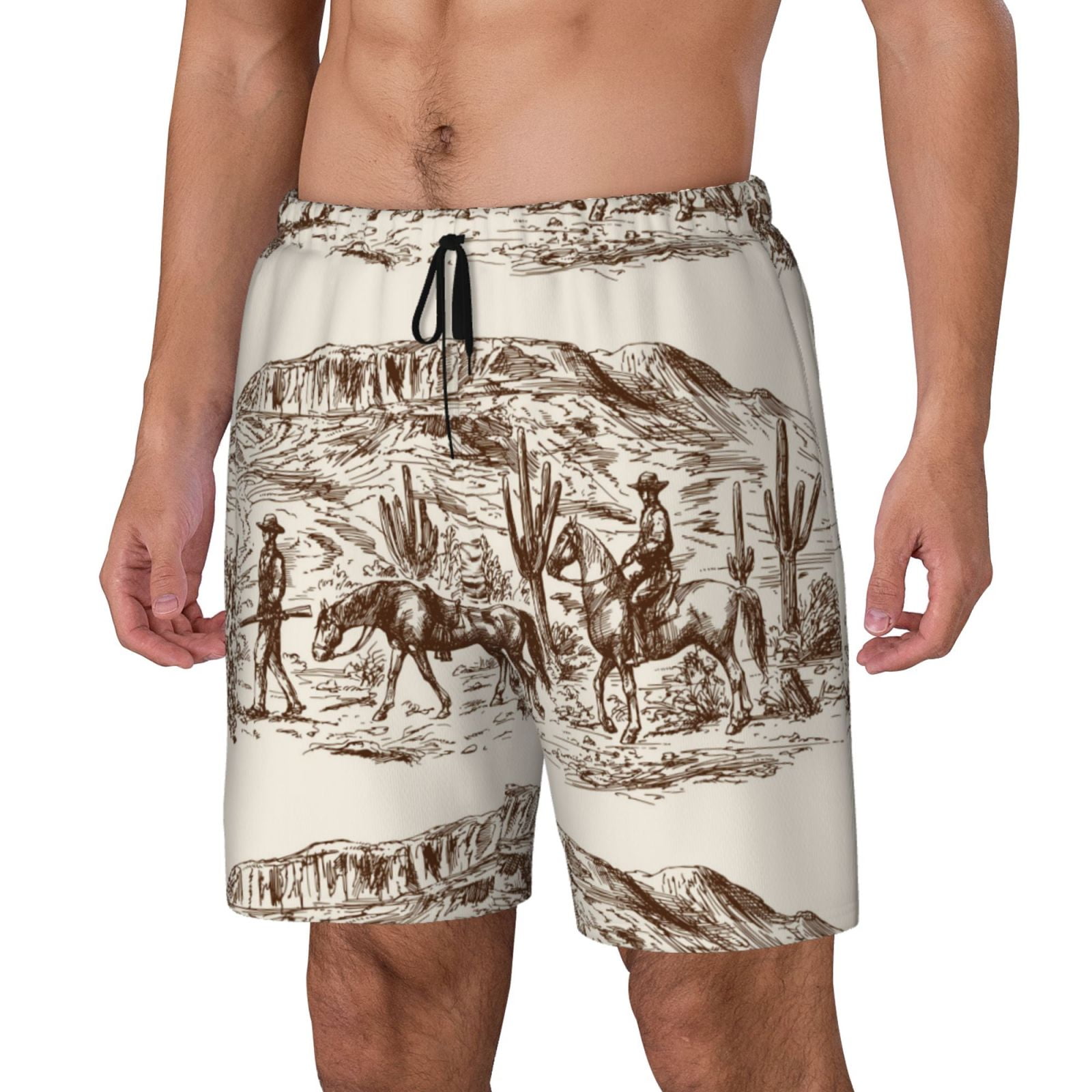 Vsdgher Western Desert Cowboys2 for Mens Swim Trunks with Compression ...