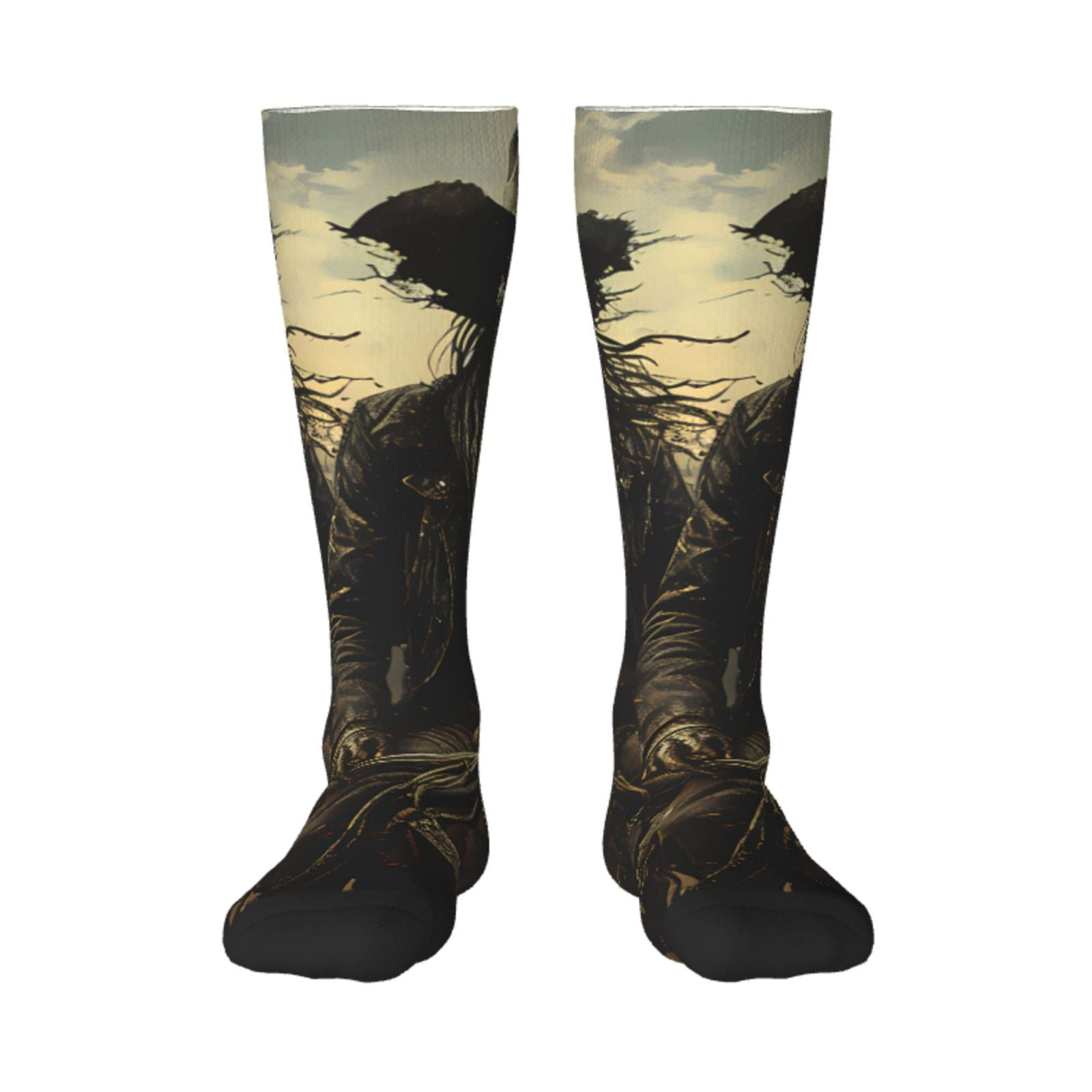 Vsdgher Western Desert Skull Cowboy Print Thigh High Socks Extra Long ...