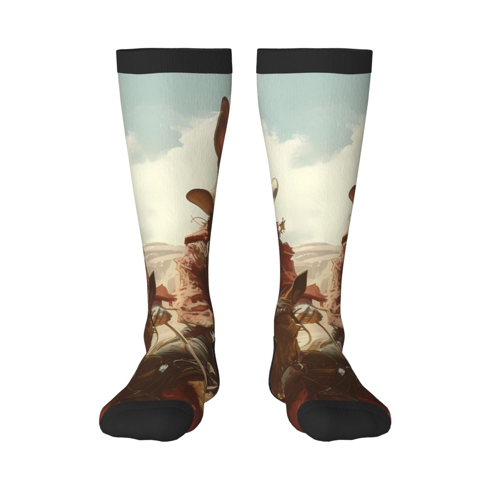 Vsdgher Western Rabbit Cowboy Print Thigh High Socks Extra Long ...