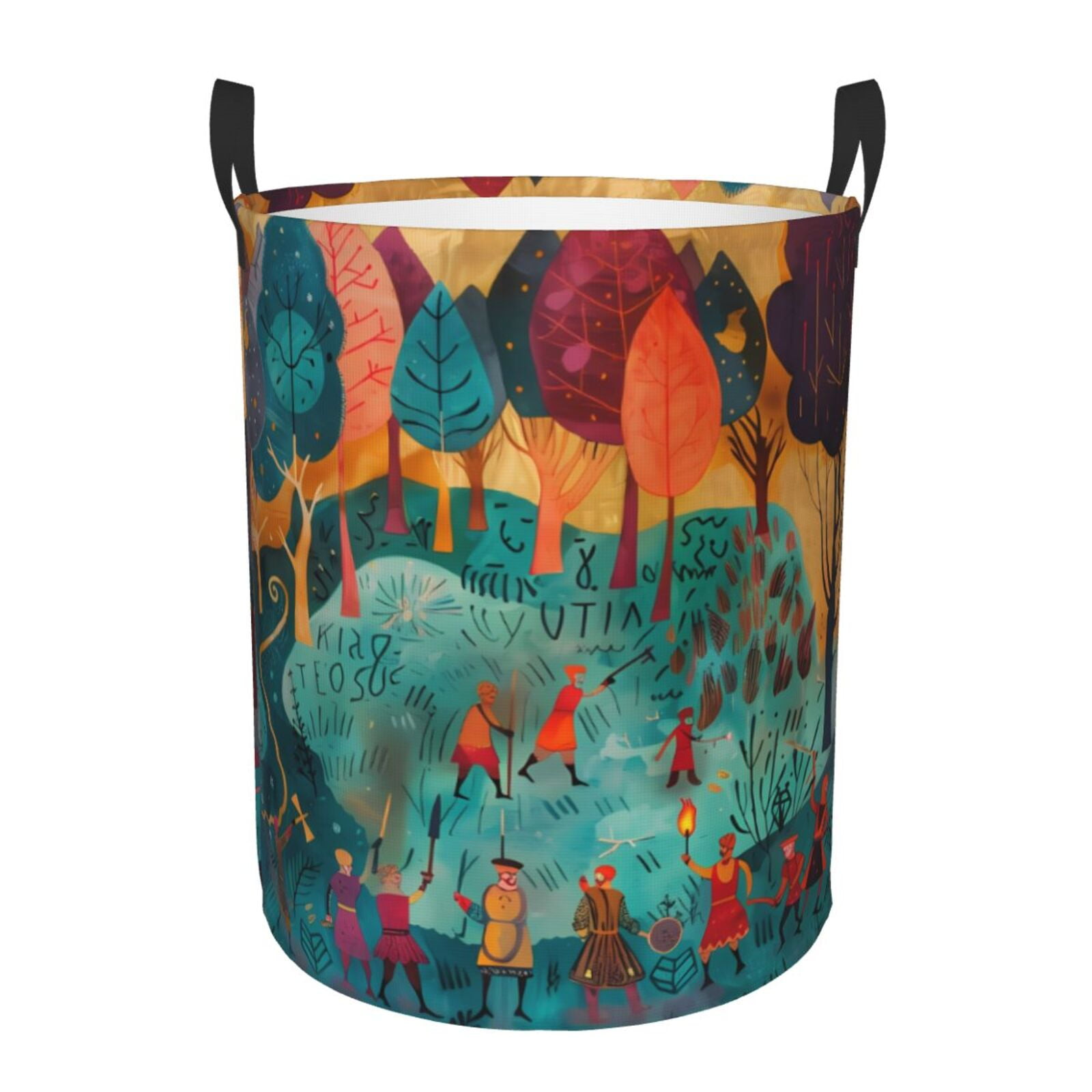 Vsdgher Whimsical Forest Scene Waterproof Round Large Laundry Basket ...