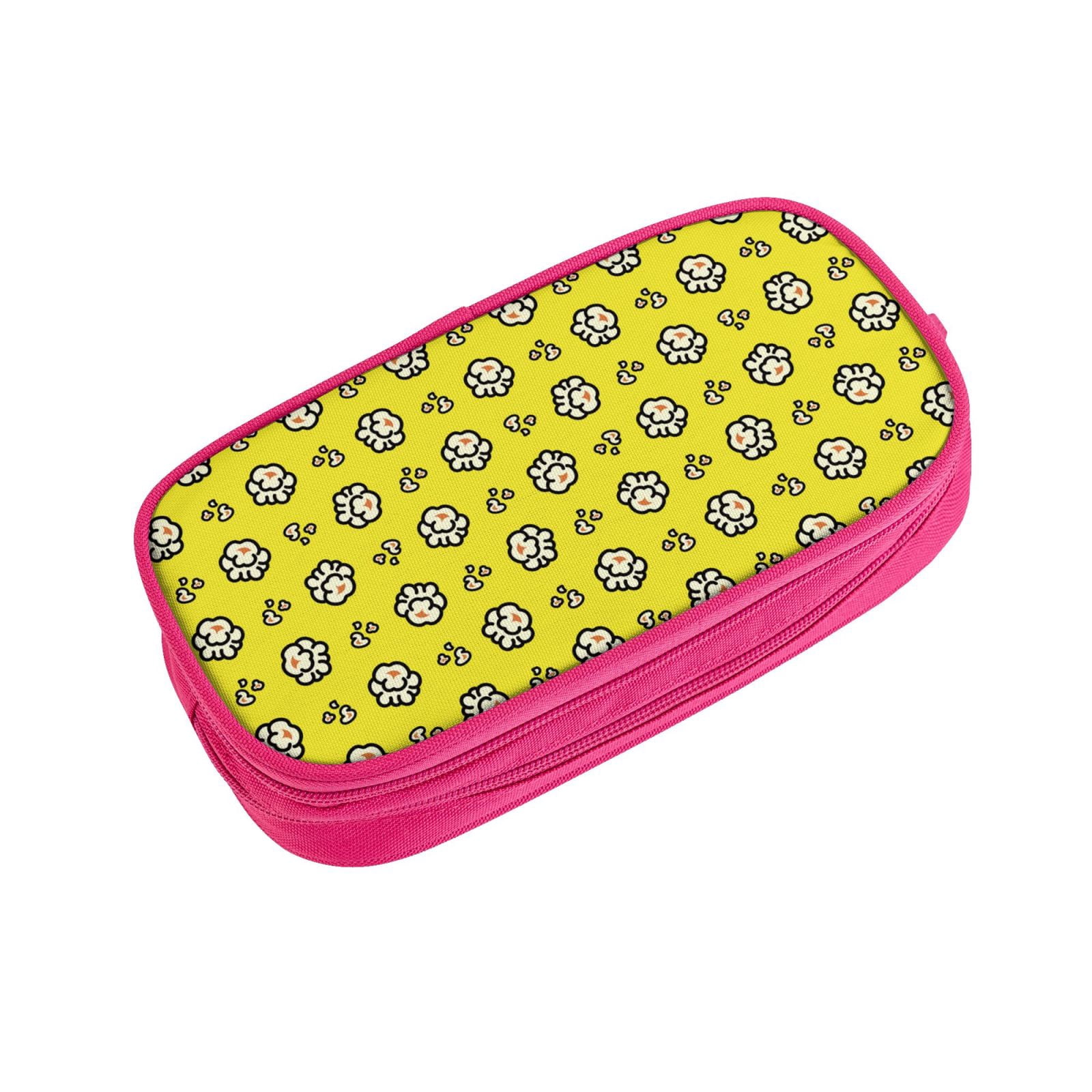 Vsdgher White Popcorn Print Large Capacity Pencil Case Pouch with ...