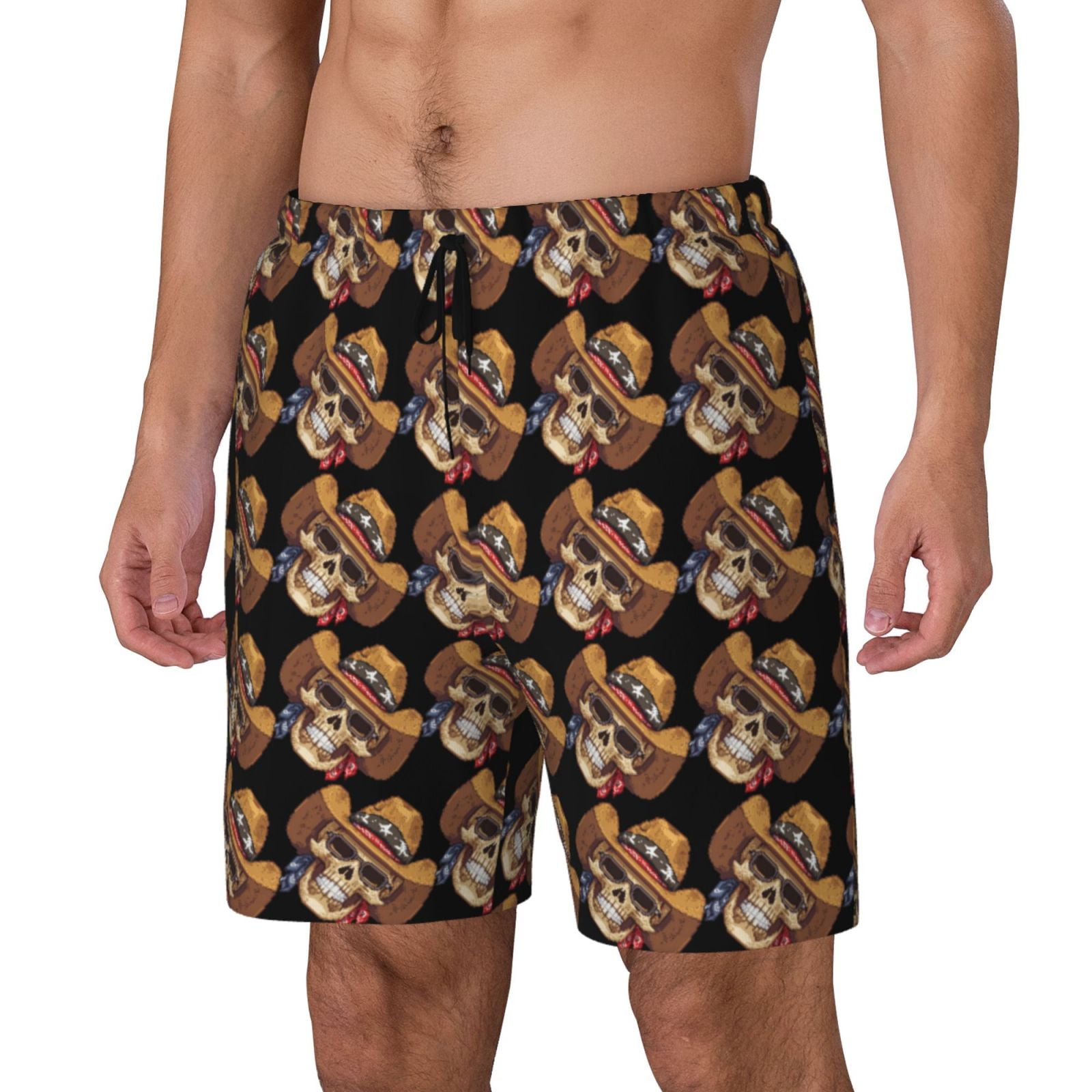 Vsdgher Wild West Cowboy Skull for Mens Swim Trunks with Compression ...
