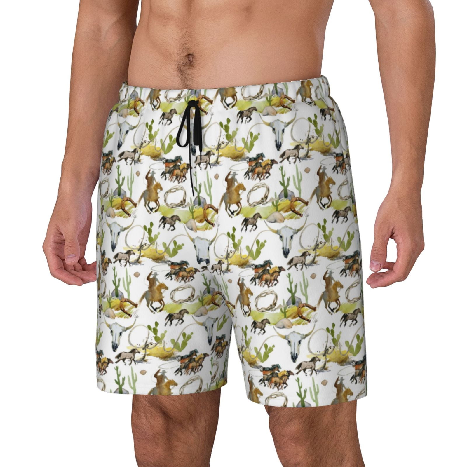 Vsdgher Wild West Western for Mens Swim Trunks with Compression Liner ...