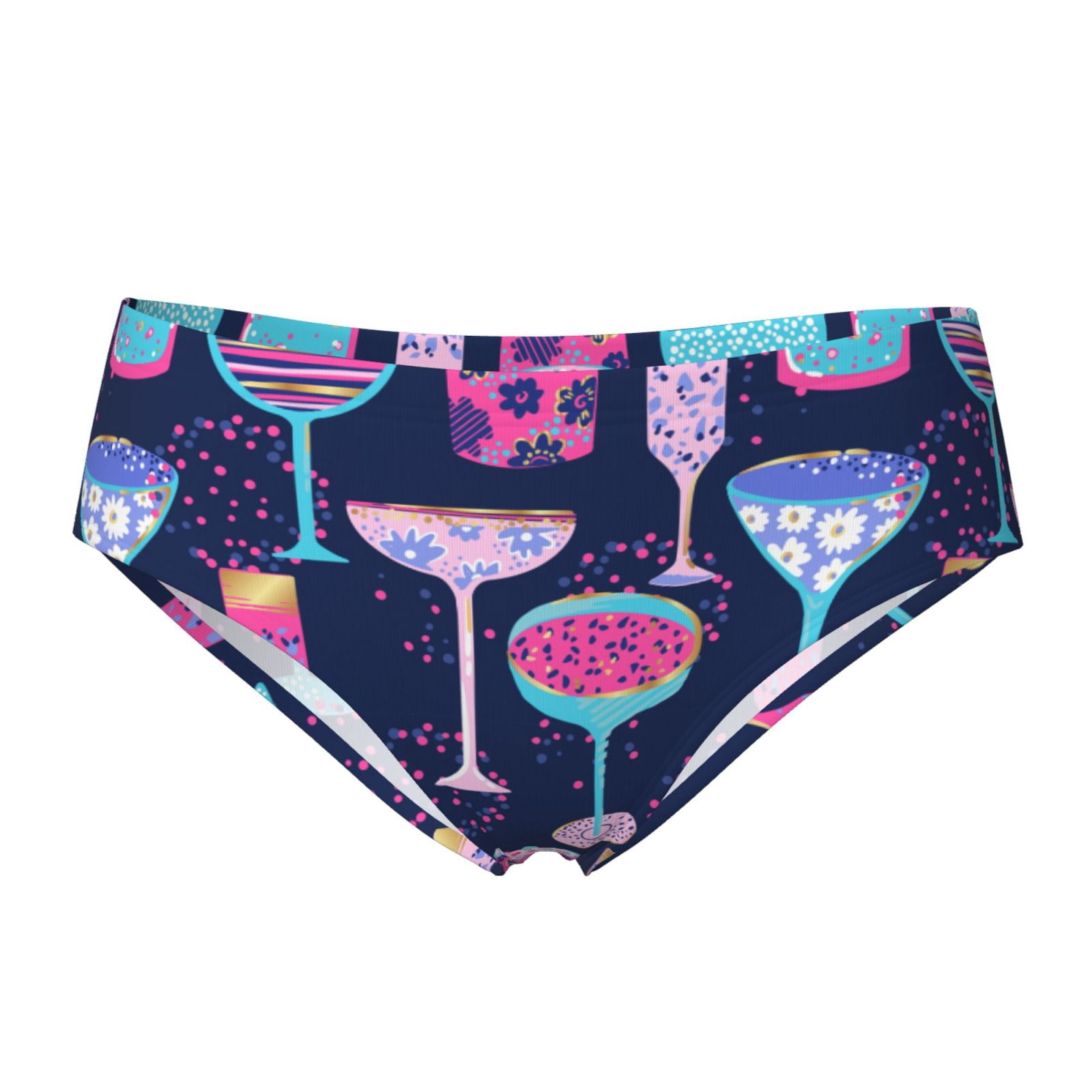 Vsdgher Wine Glasses And Cocktails Pattern Women's Underwear Low ...