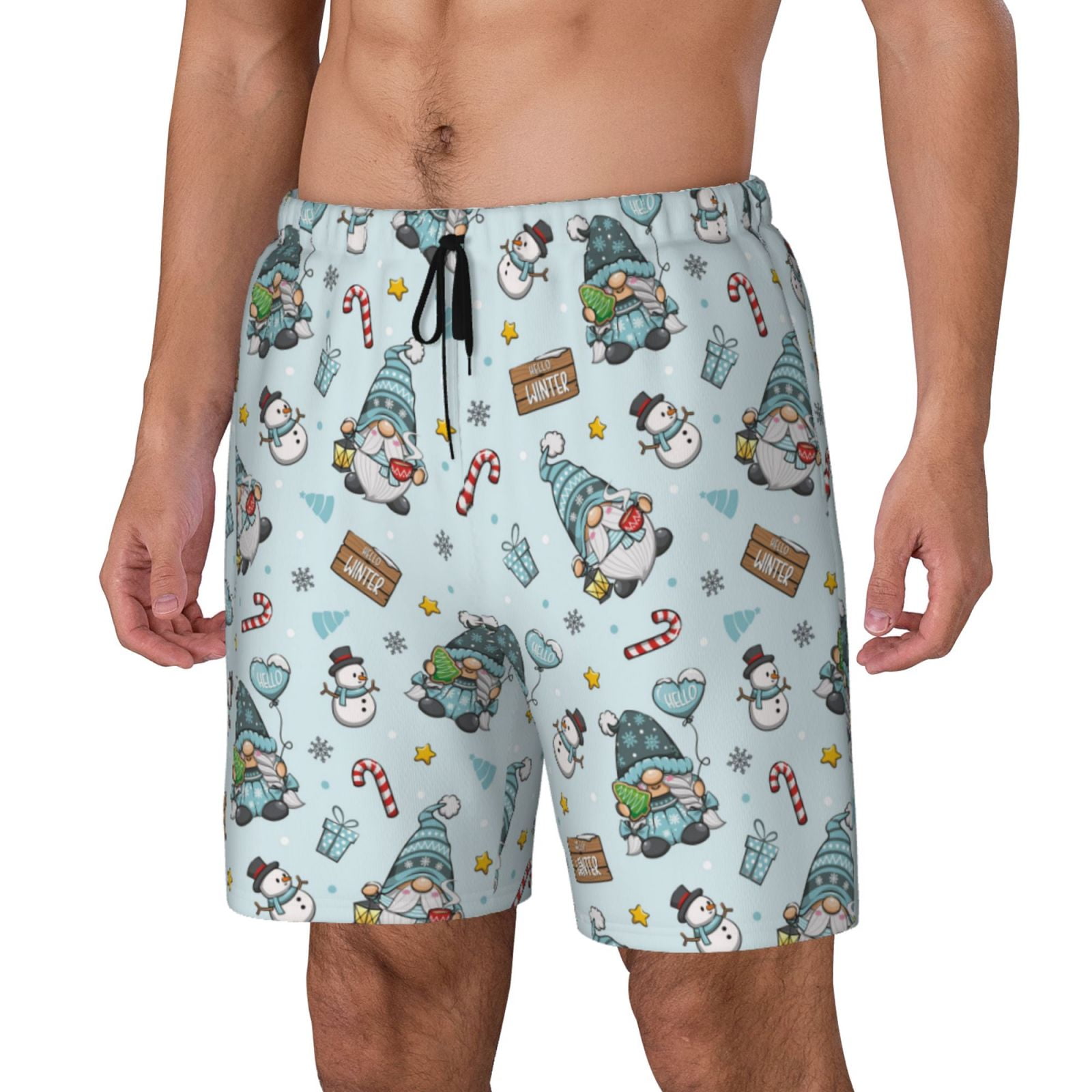 Vsdgher Winter Wonderland Light Blue for Mens Swim Trunks with ...
