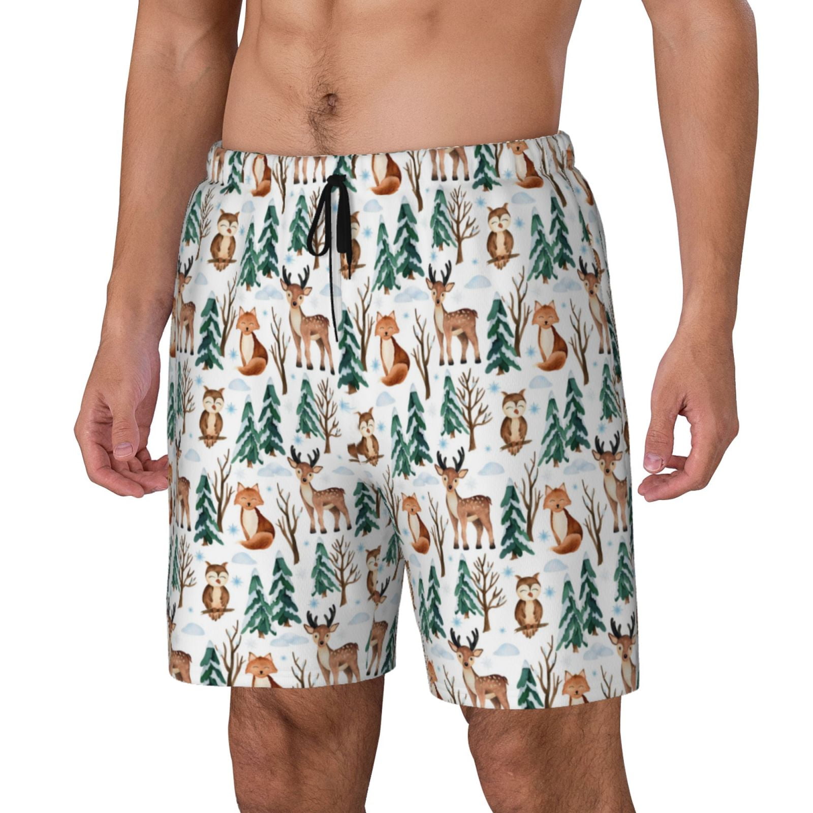 Vsdgher Winter Woodland Friends for Mens Swim Trunks with Compression ...