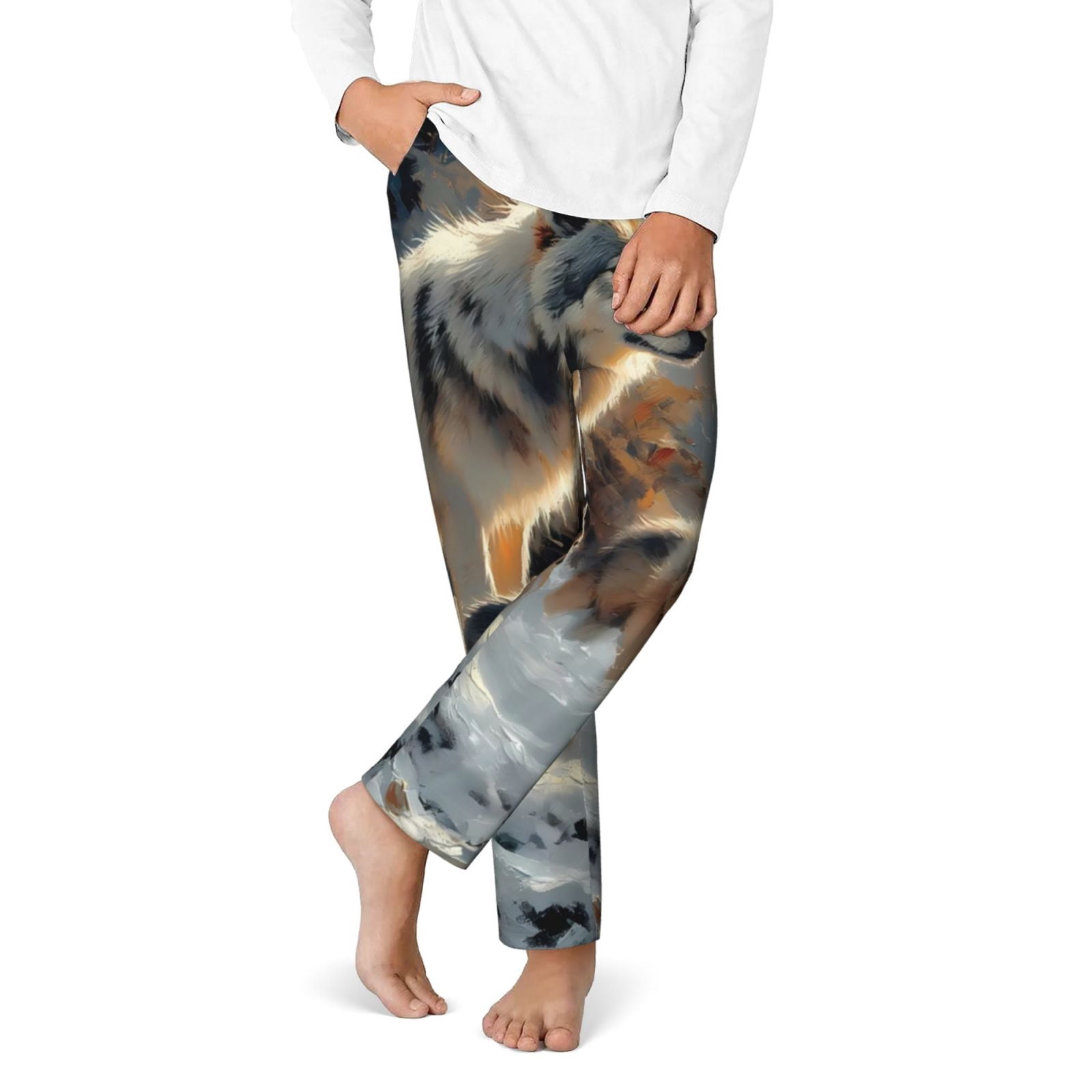 Vsdgher Wolf Family Winter Wonderland Print Kids Pajama Pants,Long ...