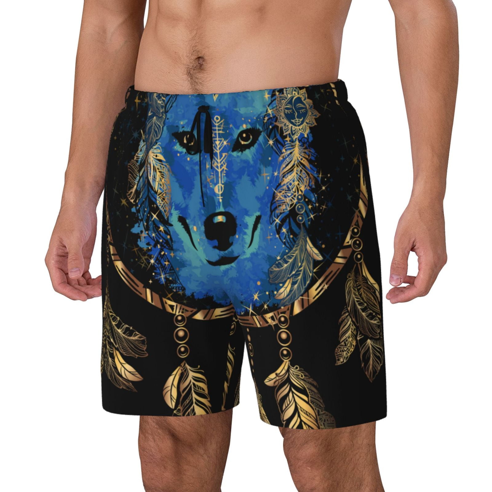 Vsdgher Wolf Head And Dreamcatcher for Mens Swim Trunks with ...
