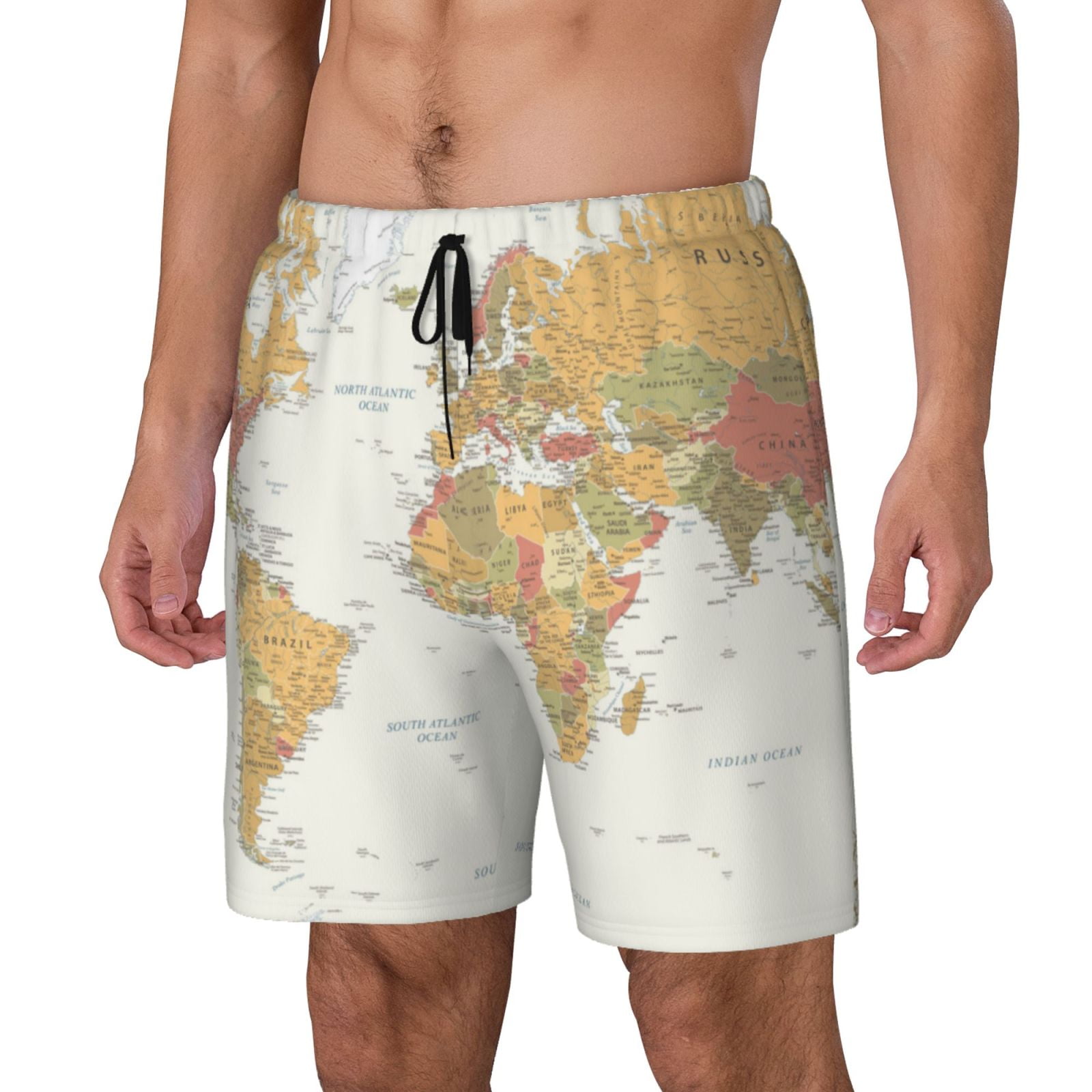 Vsdgher World Map 1 for Mens Swim Trunks with Compression Liner Swim Shorts Swim Suits Board ...