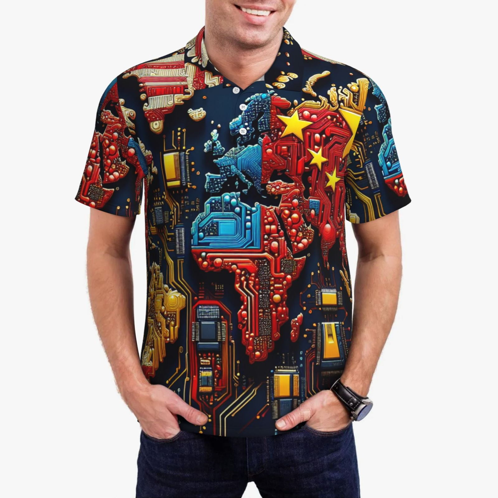 Vsdgher World Map Of Digital Circuits Polo Shirts for Men, Men's Short ...