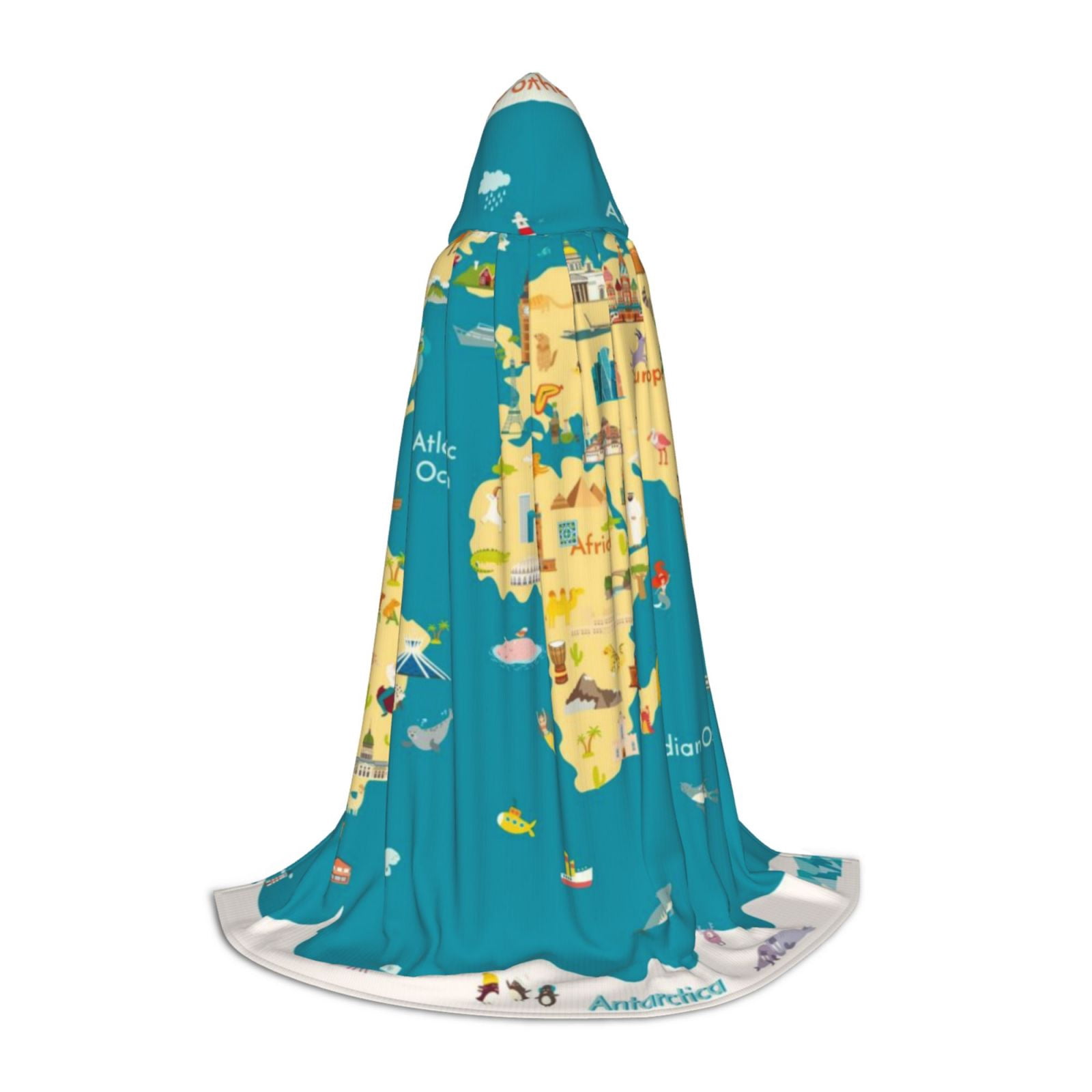 Vsdgher World Map With Landmarks Hooded Cloak, Teenagers Halloween ...