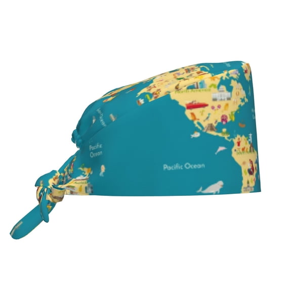 Vsdgher World Map With Landmarks Men Women Adjustable Cap Working Hat ...