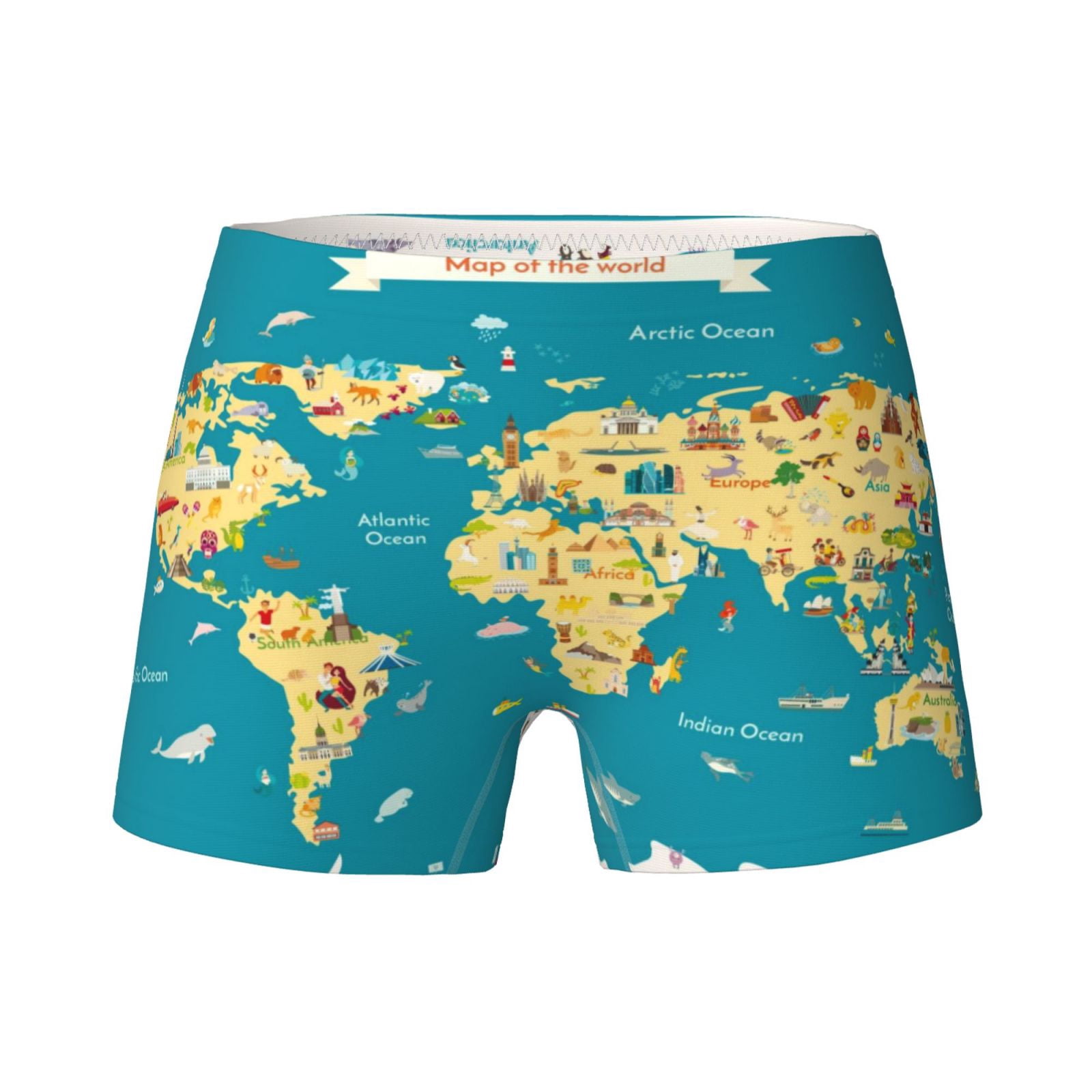 Vsdgher World Map With Landmarks Print Girls Cotton Underwear Soft ...