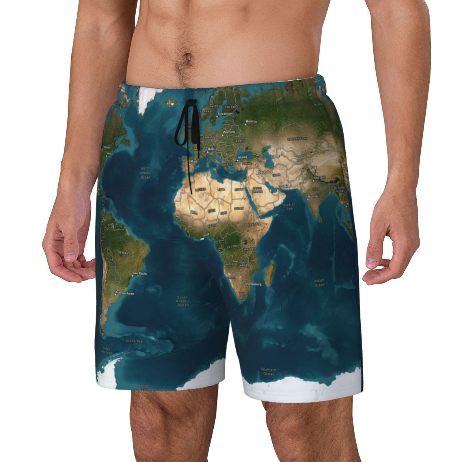 Vsdgher World Map for Mens Swim Trunks with Compression Liner Swim ...