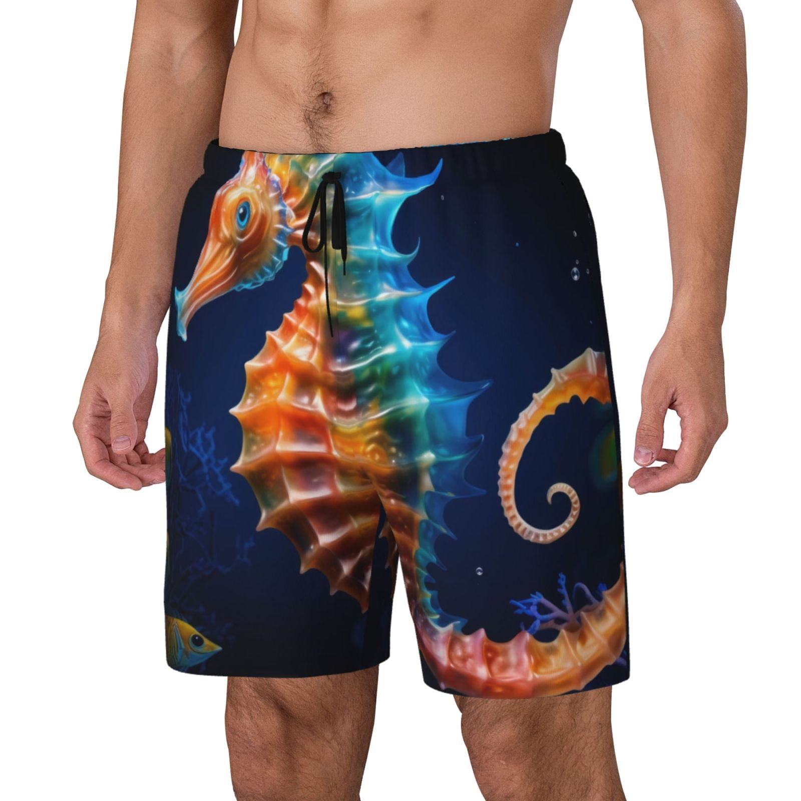 Vsdgher Yellow Fish Seahorse for Mens Swim Trunks with Compression ...
