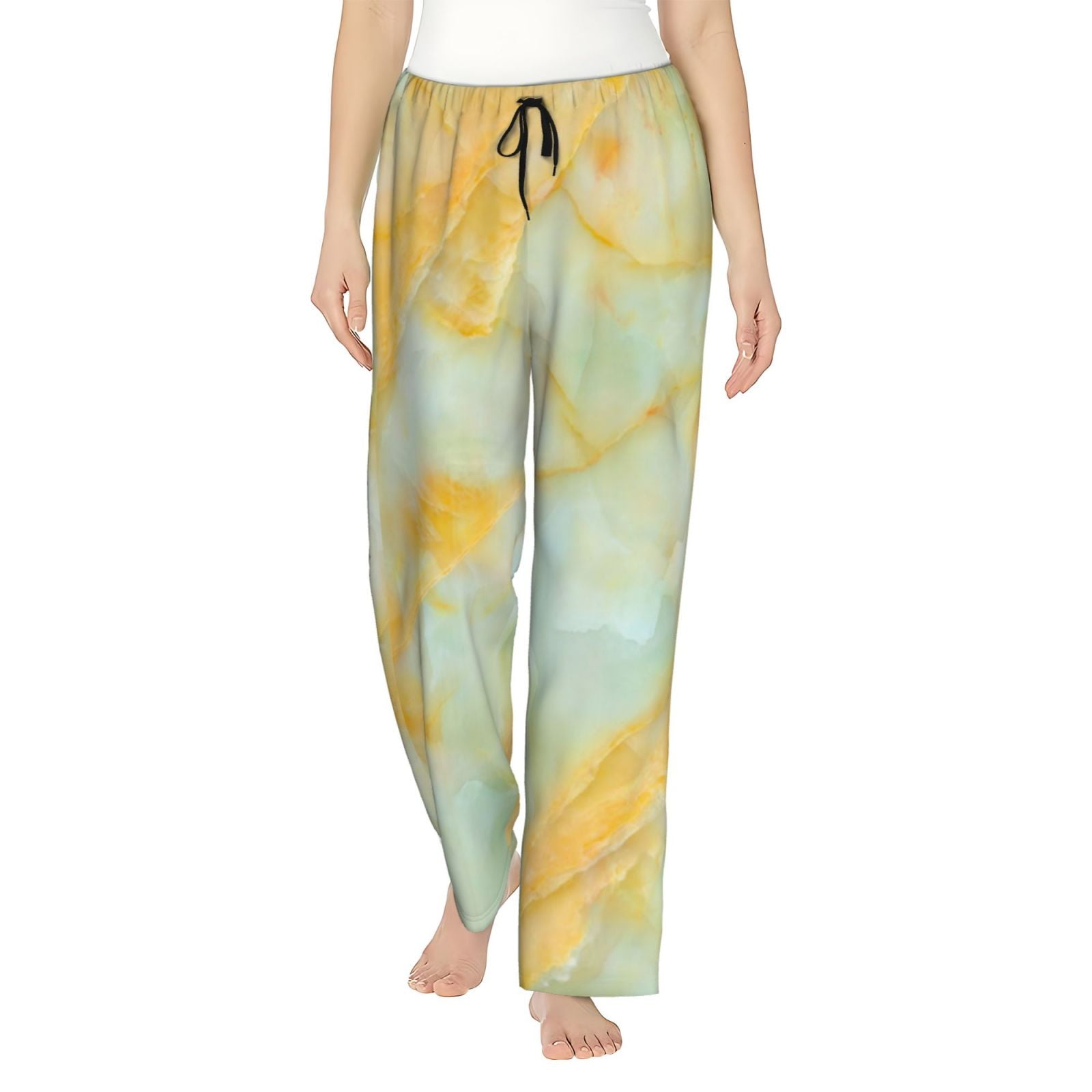 Vsdgher Yellow With Teal Marble Women’s Womens Pajama Pants, Lounge ...