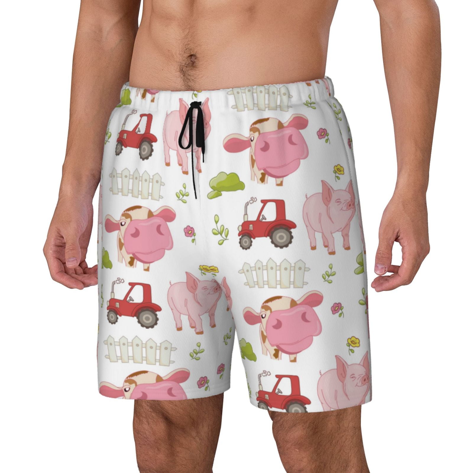 Vsdgher a cow and a pig for Mens Swim Trunks with Compression Liner ...
