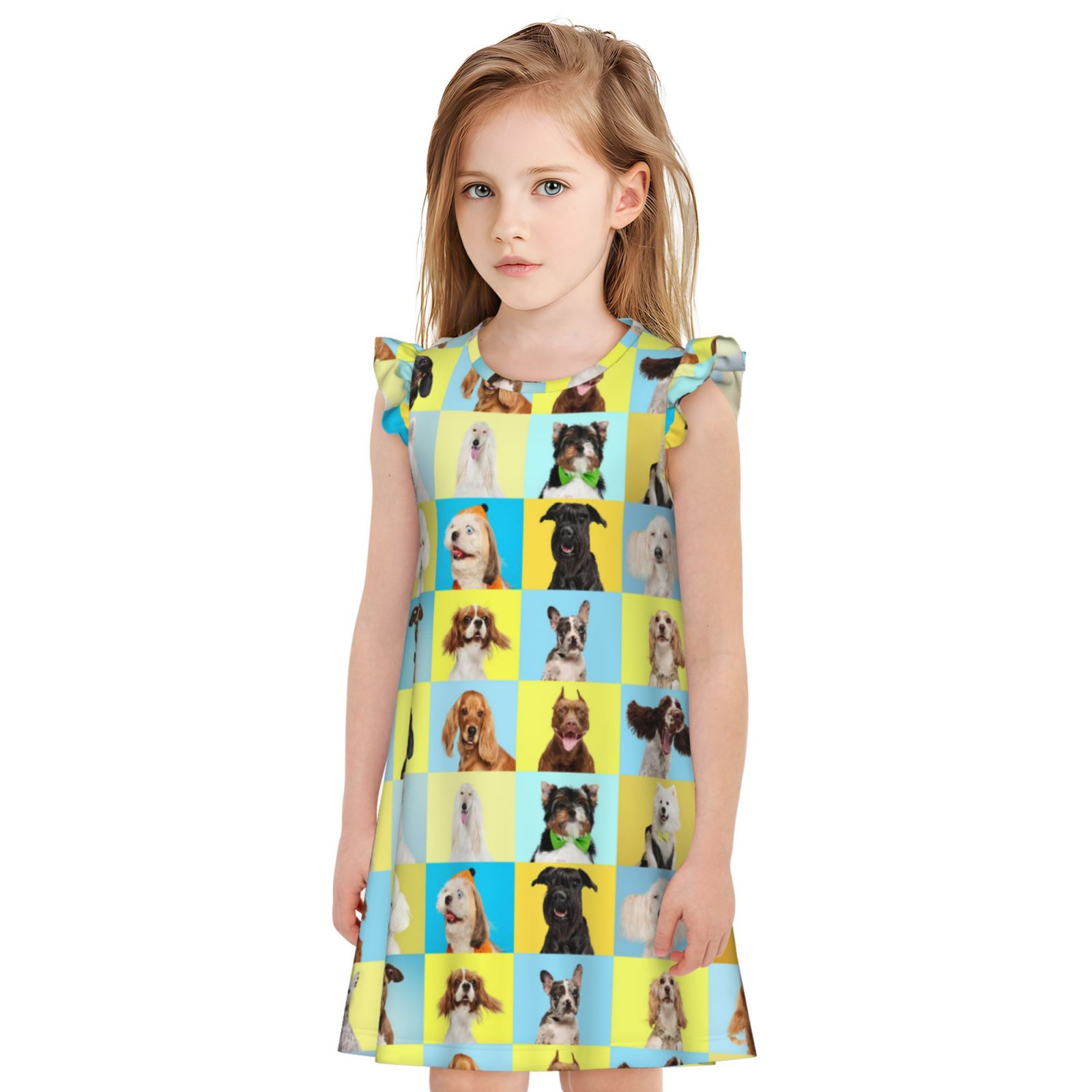 Vsdgher arious dog breeds for Girls Nightgowns Toddler Flutter Short Sleeves Nightdress Nightie ...