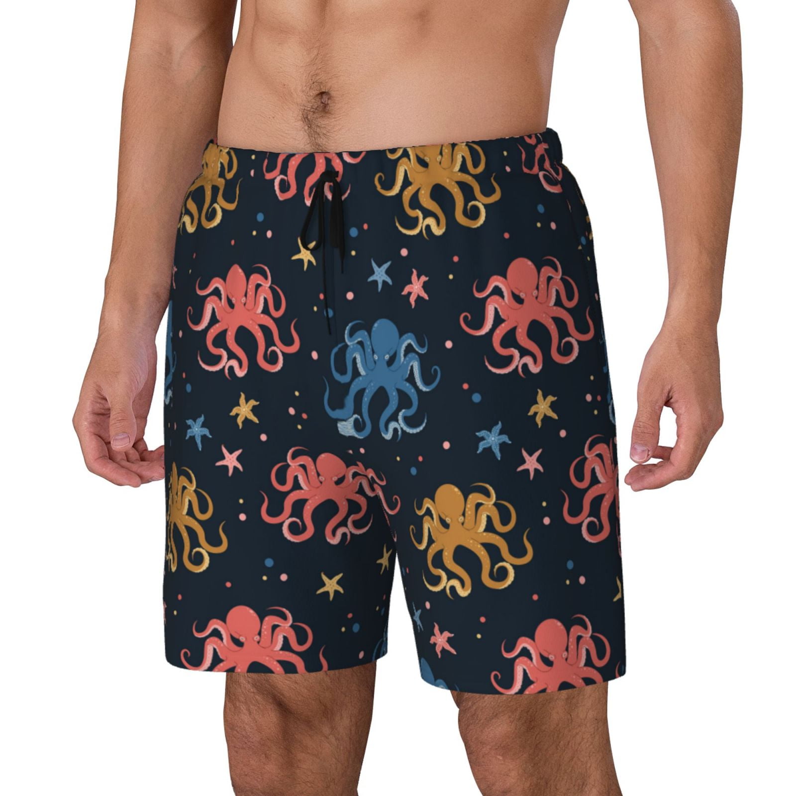 Vsdgher cartoon doodle octopus for Mens Swim Trunks with Compression ...