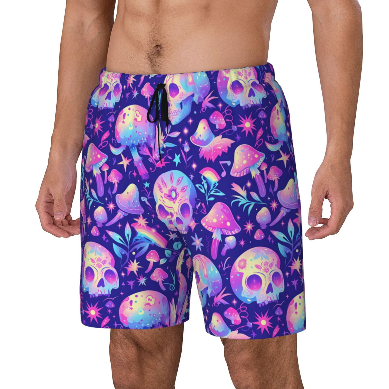 Vsdgher colorful mushroom Skull rainbow for Mens Swim Trunks with ...