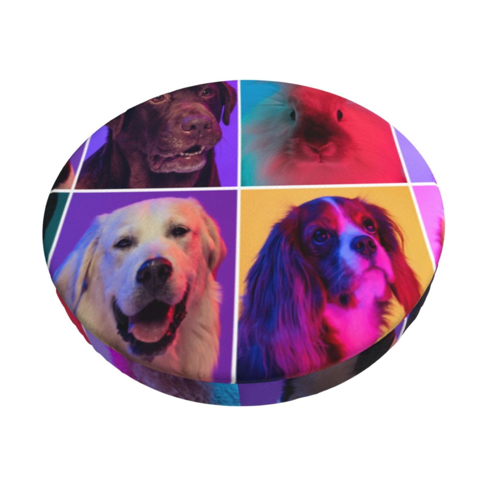Vsdgher cute dogs of different breeds Round Bar Stool Cushion Cover 12 ...