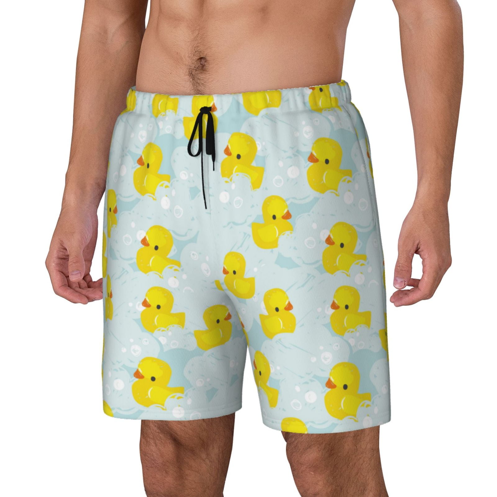 Vsdgher cute rubber duck for Mens Swim Trunks with Compression Liner ...