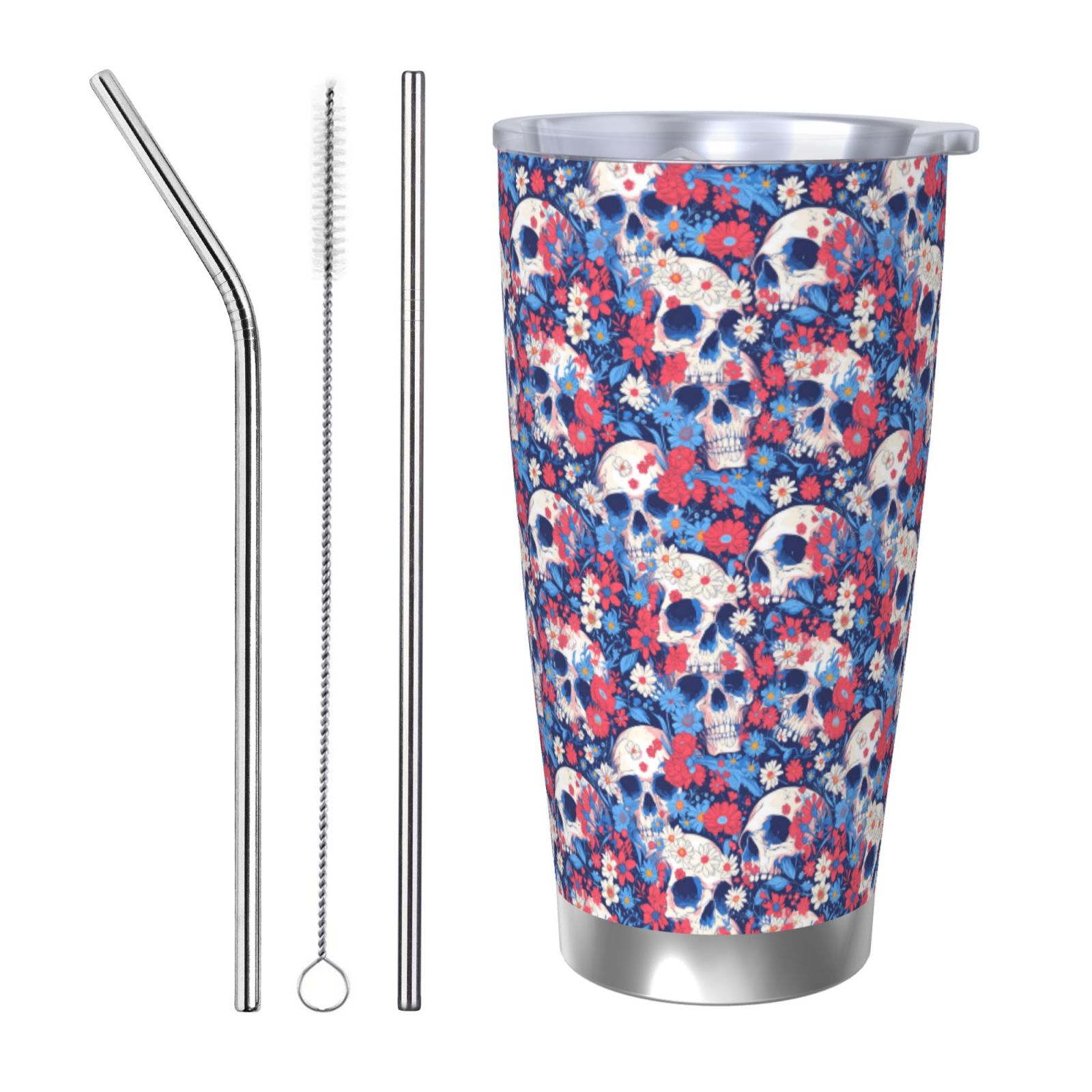 Vsdgher daisy Skull red flower 20 Oz Stainless Steel Vacuum Insulated ...