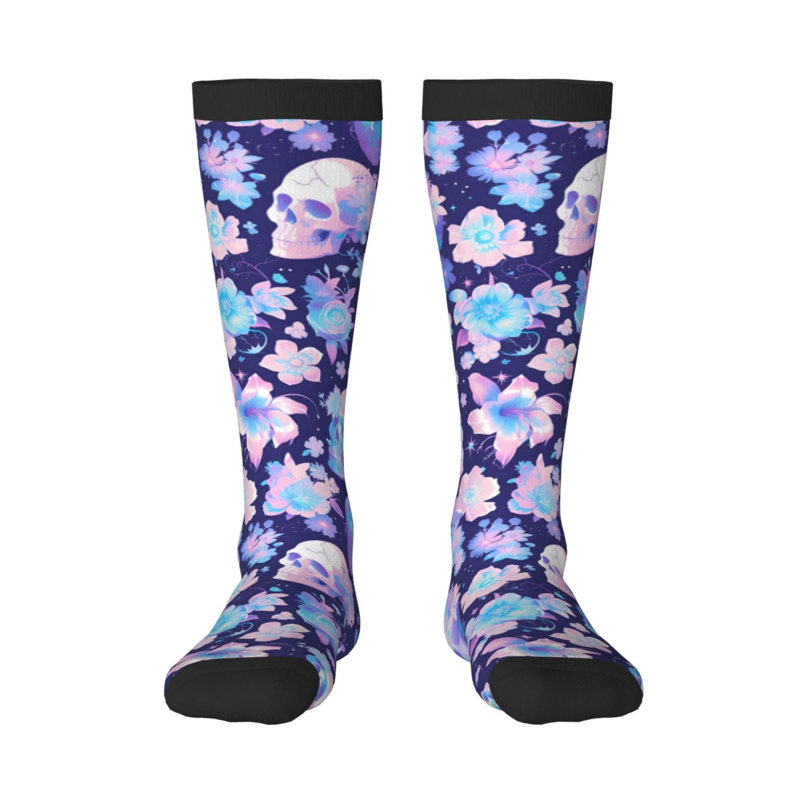 Vsdgher flower Skull starry sky Print Thigh High Socks Extra Long ...