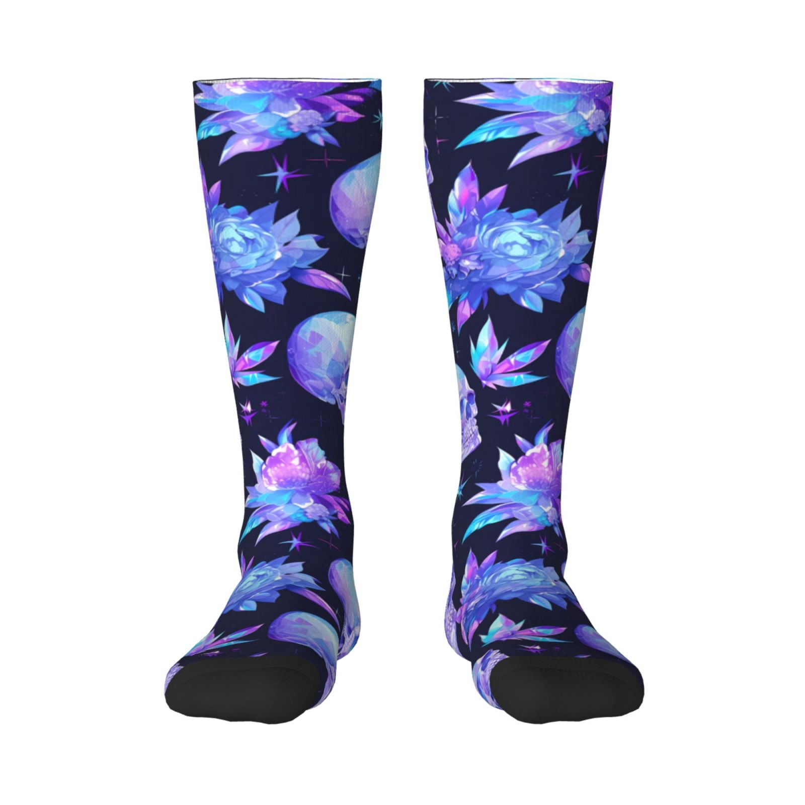 Vsdgher flower starry sky Skull Print Thigh High Socks Extra Long ...