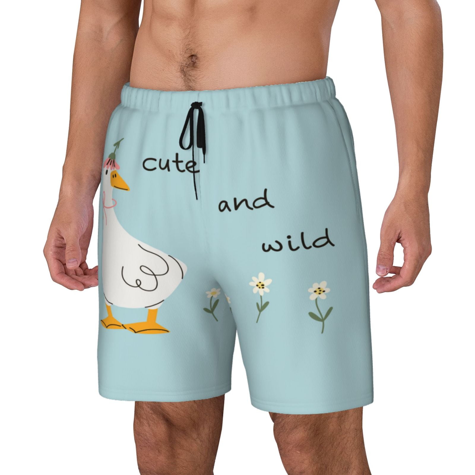 Vsdgher funny goose for Mens Swim Trunks with Compression Liner Swim ...