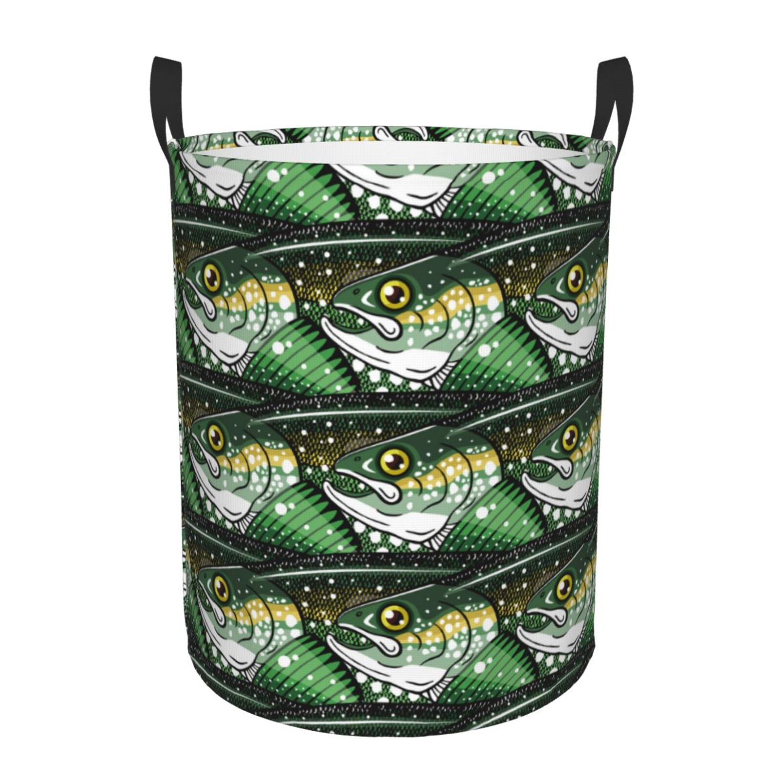 Vsdgher lake trout Waterproof Round Large Laundry Basket -Toy Storage ...