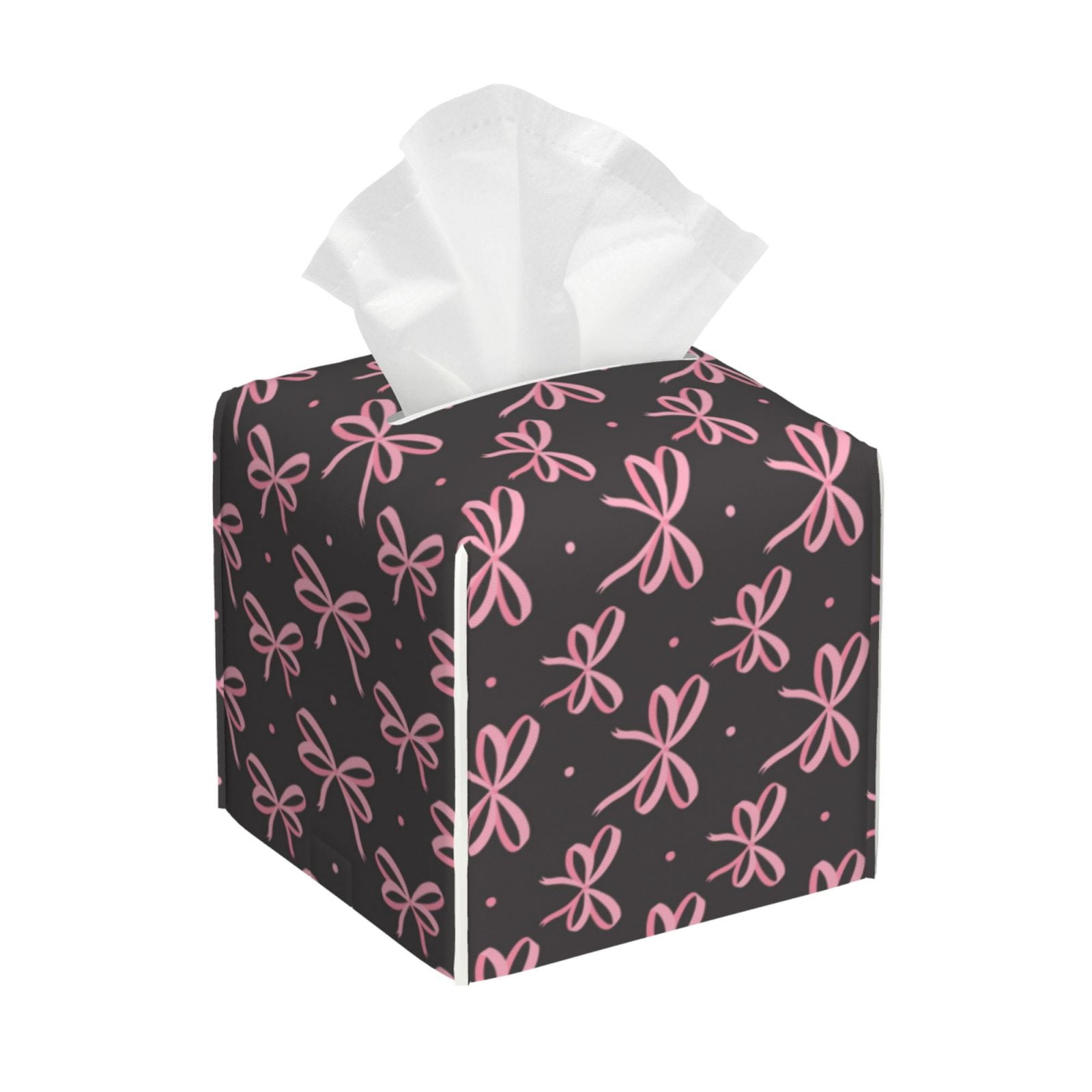 Vsdgher pink bow Pattern Tissue Box Cover Holder, Square with Bottom ...