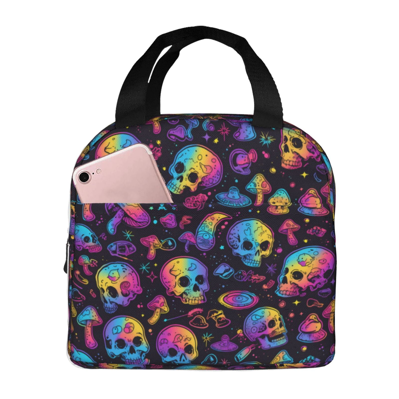 Vsdgher rainbow color Skull mushroom Lunch Bag, Lunch Box for Women Adult Men, Lunch Tote ...
