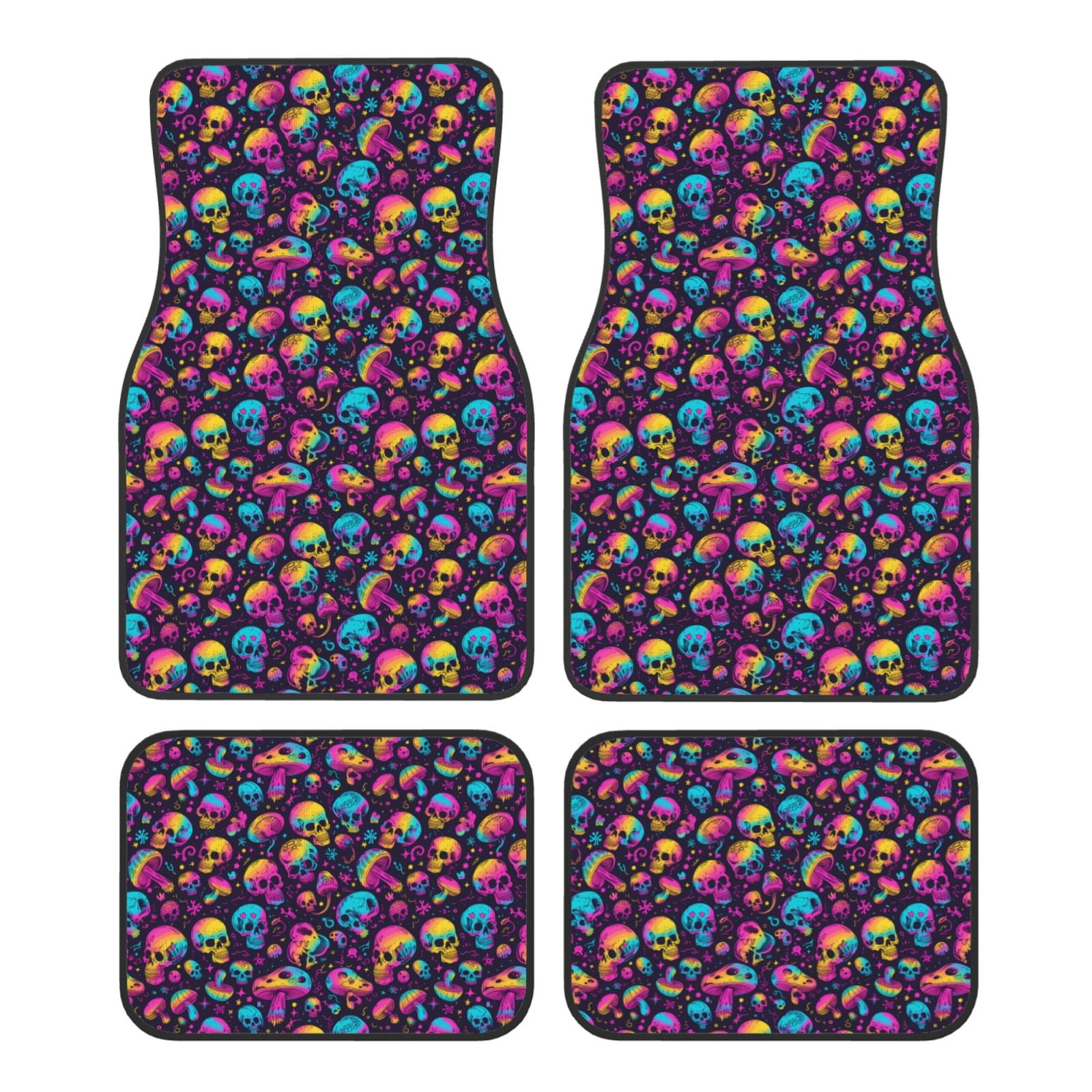 Vsdgher rainbow color mushroom Skull Car Foot Mat Set of 4 Pieces ...