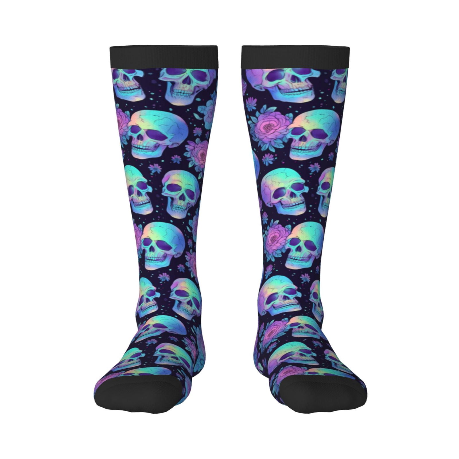 Vsdgher starry sky Skull flower Print Thigh High Socks Extra Long ...