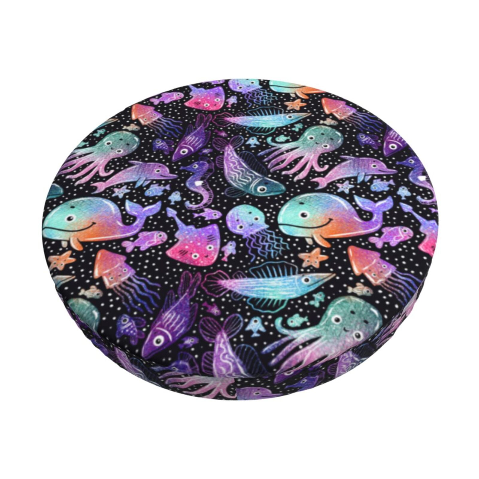 Vsdgher whale fish octopus Round Bar Stool Cushion Cover 12-14 inch ...