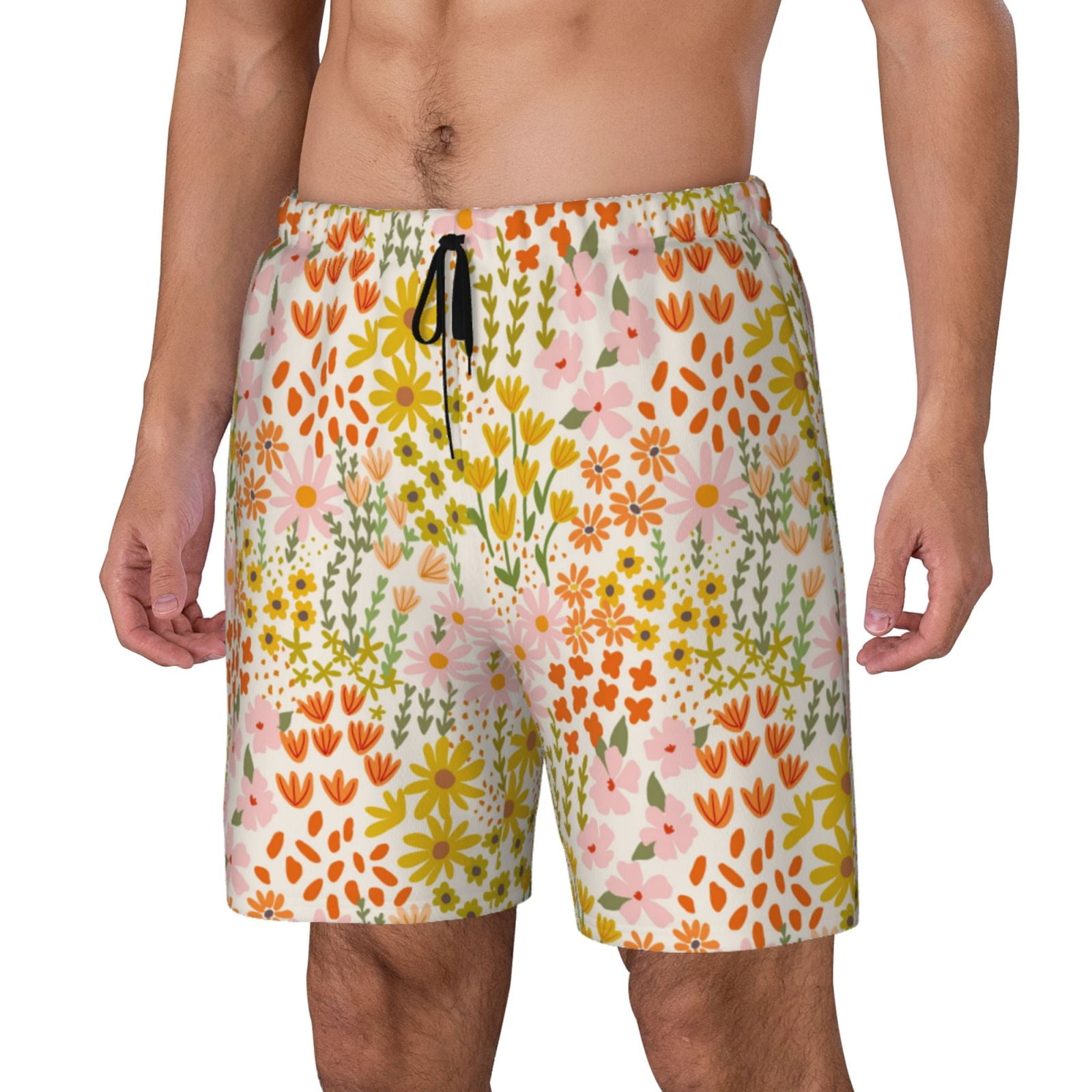 Vsdgher wild meadow flowers for Mens Swim Trunks with Compression Liner ...