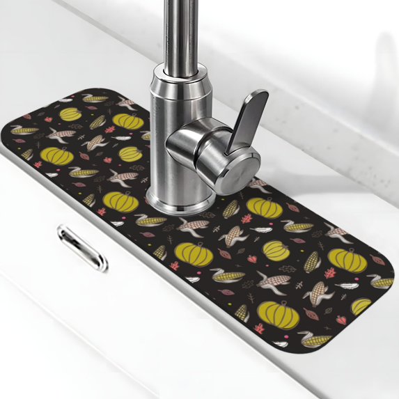 Vsdgher yellow Pumpkin Corn Kitchen Sink Splash Guard Faucet Mat -1 PC ...
