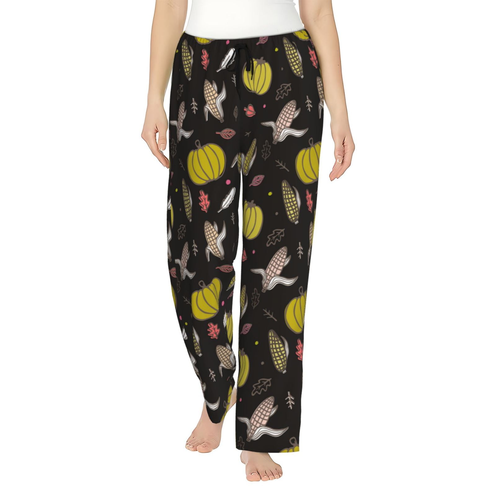 Vsdgher yellow Pumpkin Corn Women’s Womens Pajama Pants, Lounge Wide ...