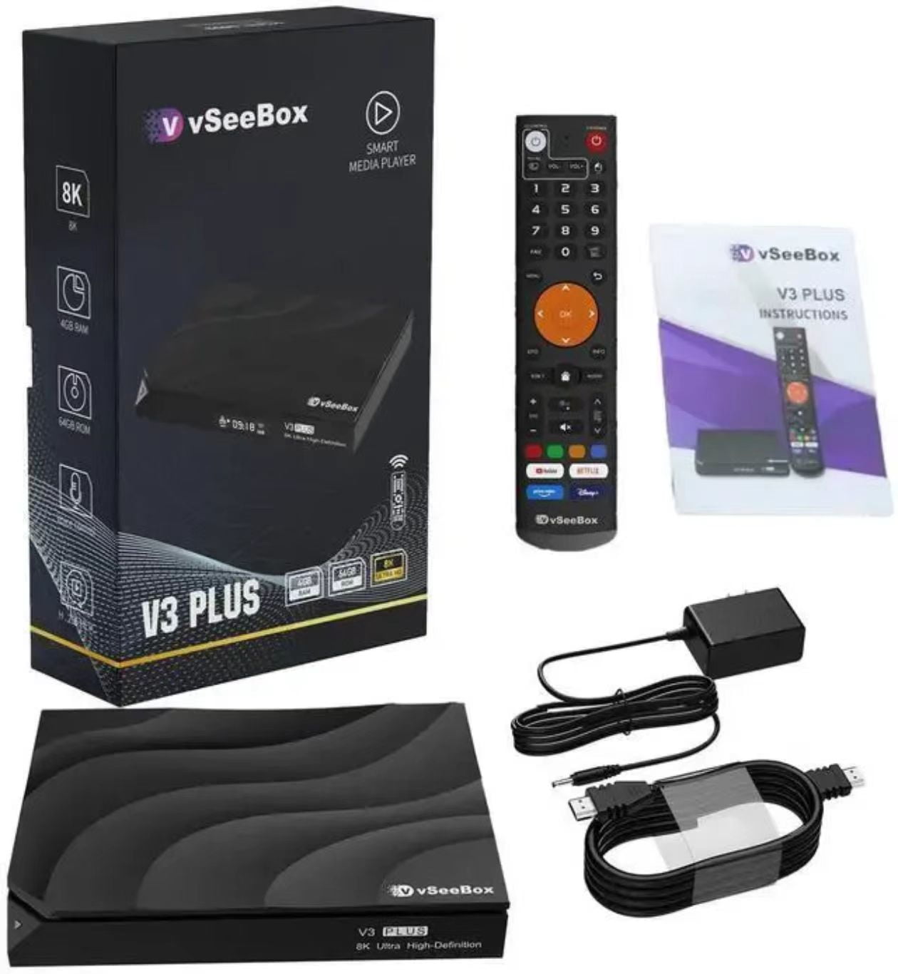 2025 vSeeBox v3 Plus Smart TV Box Authorized 4GB+64GB - Walmart.com