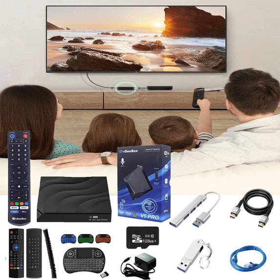 Vseebox V5 Pro Android TV Box with 4GB+32GB Storage, Vsee Box Voice ...