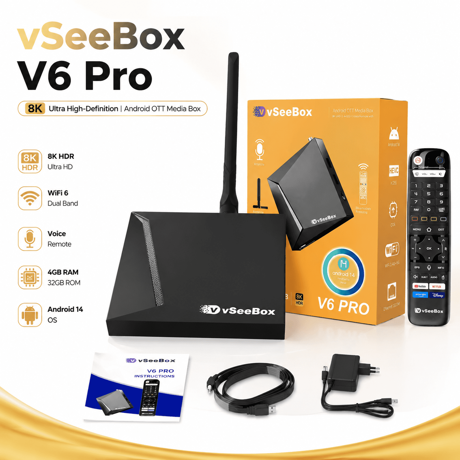 Vseebox V6 Pro 2026 New Model Android TV Box with Voice Control ...